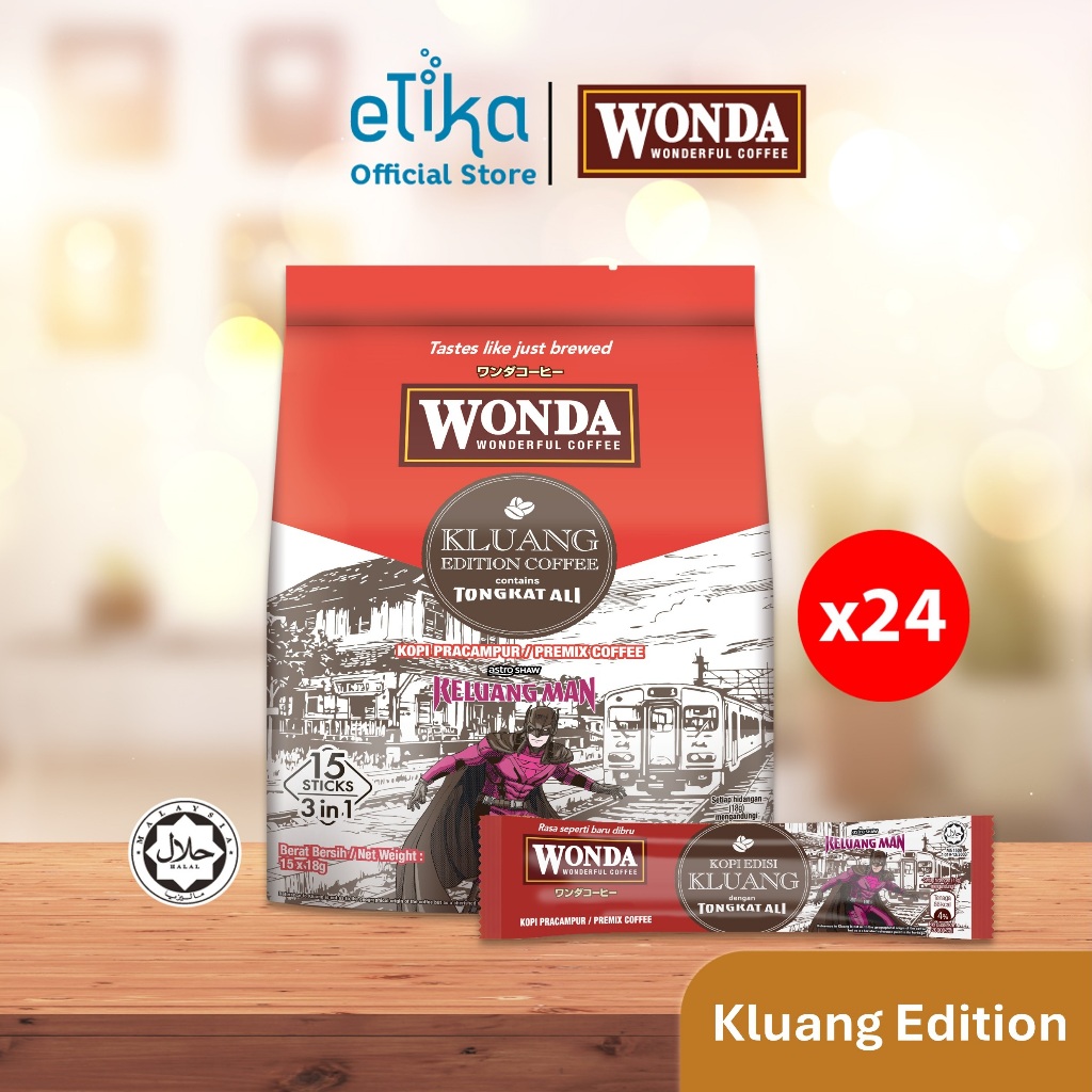 Wonda 3 In 1 Kluang Coffee 18g x 15 sachets x 24 pack (Carton) | Shopee ...