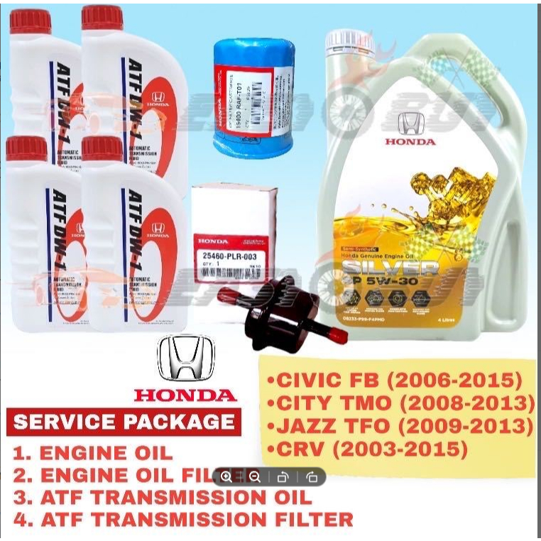 (SERVICE PACKAGE) ORIGINAL HONDA ENGINE OIL + FILTER + ATF AUTO ...