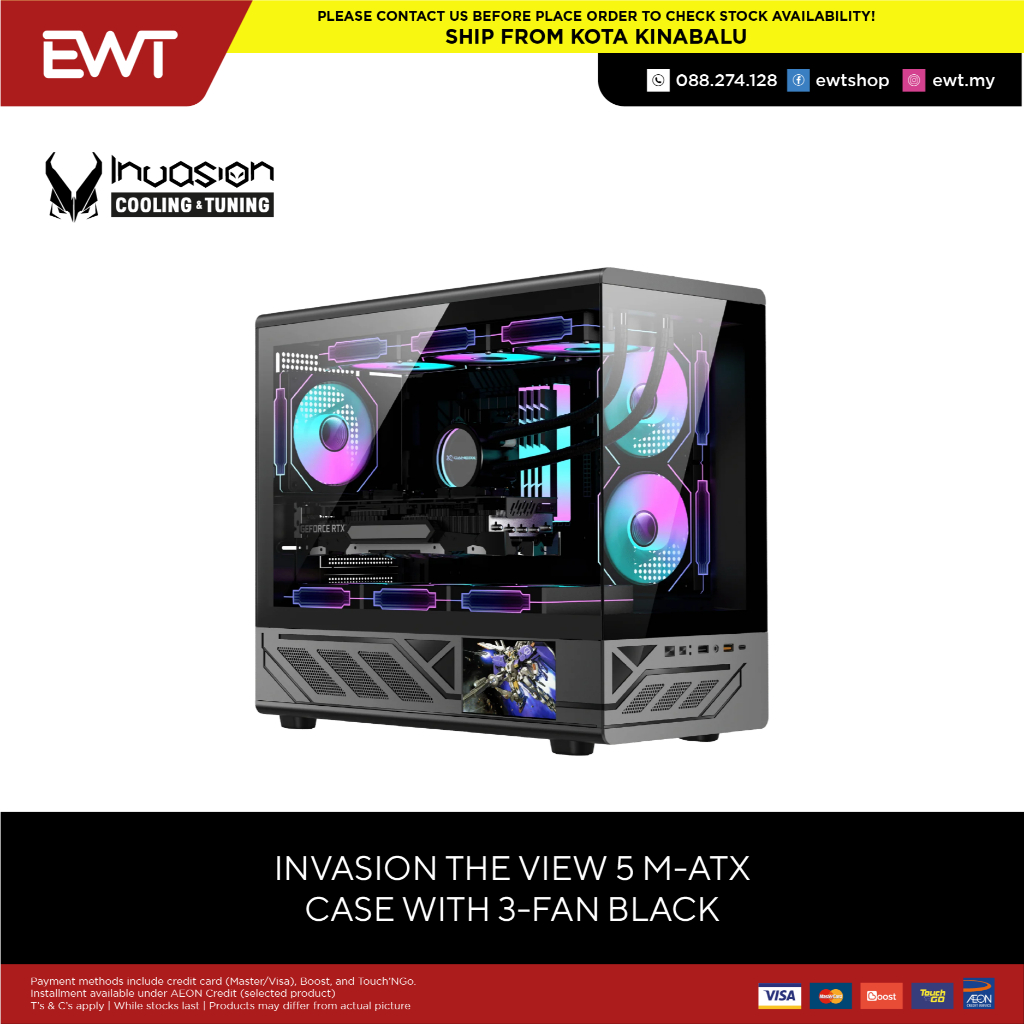 INVASION THE VIEW 5 CASE WITH 3 FANS BLACK 100% ORIGINAL | Shopee Malaysia