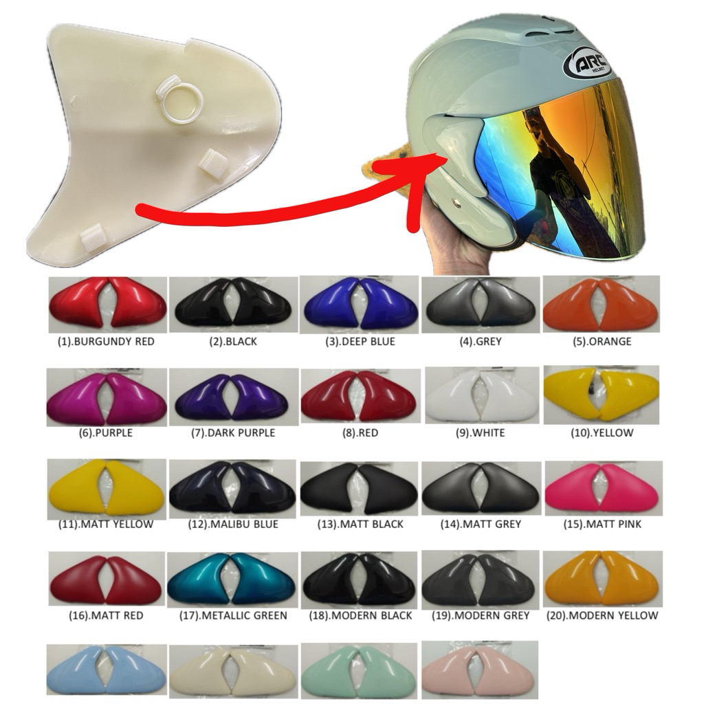 ARC RITZ side cover tepi helmet side cap colour 1 set kiri kanan pastel ...