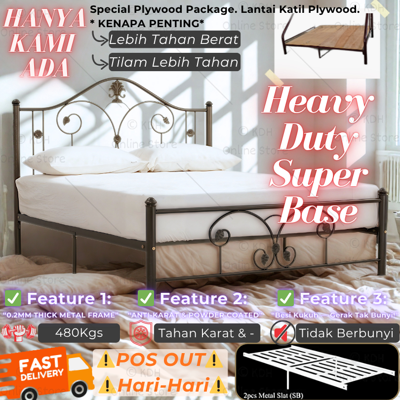 🔥[SENYAP & TAHAN KARAT]Katil Besi Queen Tebal Bed Frame Queen Metal ...