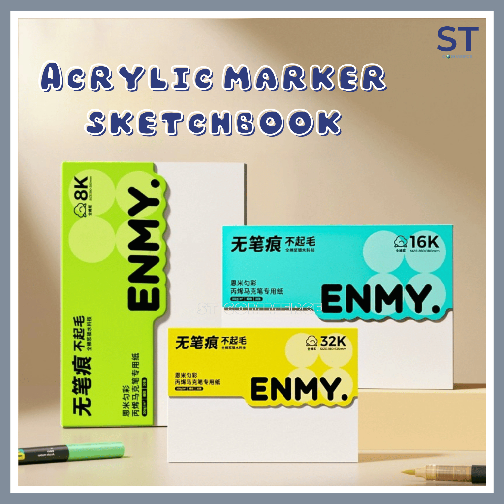 ENMY Acrylic Marker Sketchbook 300GSM Cotton Pulp Drawing Paper 8K ...