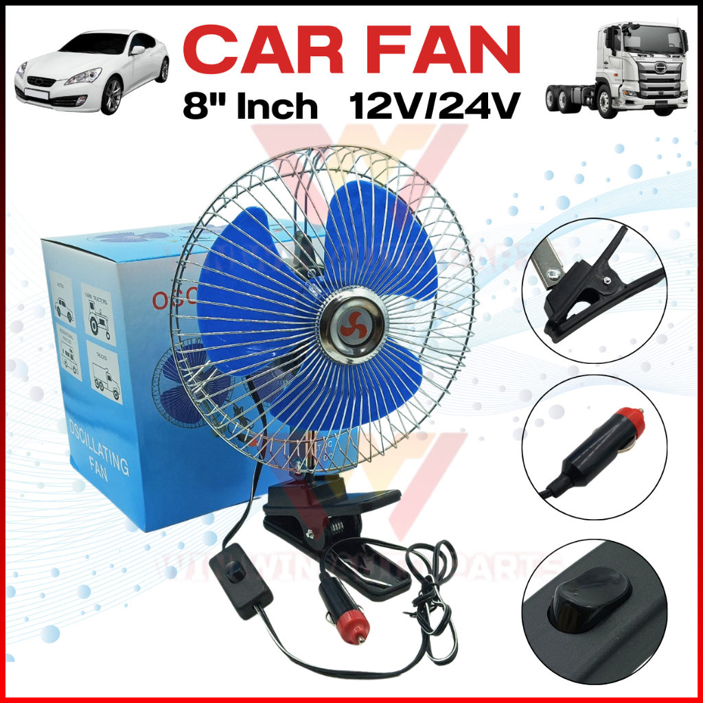 8" inch Kipas Lorry Fan Pengepit Clip DC 12V/24V Rotating Speed Lori ...