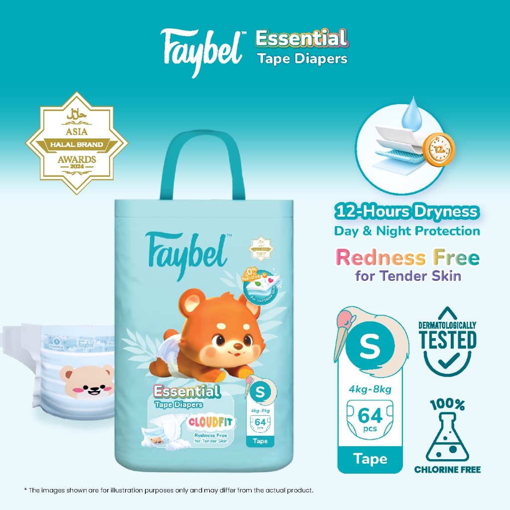 Faybel Essential Tape Diapers S 64pcs | Shopee Malaysia