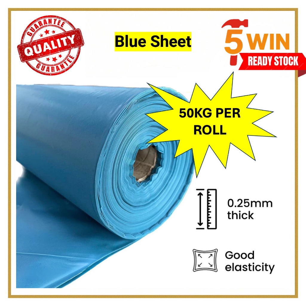 BLUE SHEET PLASTIC ROLL🔥 Ready Stocks 🔥 PE Membrane Canvas 12FT | Floor ...