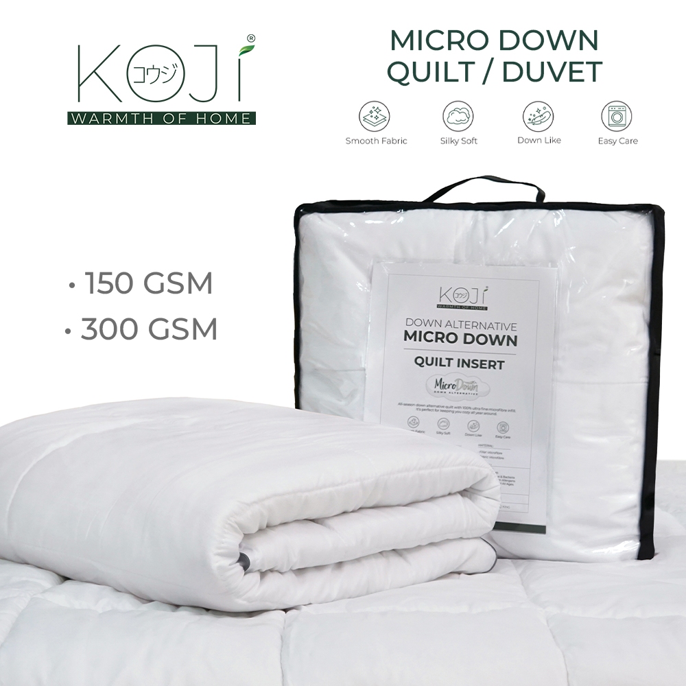 KOJI Micro Down Quilt- Down Alternative Microfibre White Quilt/ Quilt ...