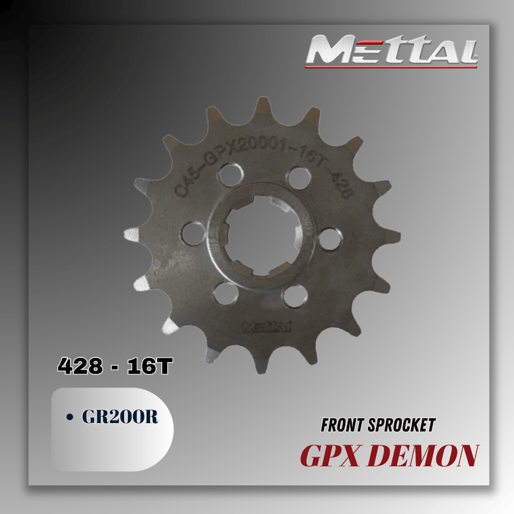 METTAL FRONT SPROCKET - 428 FITMENT FOR GPX DEMON TEETH 16T | Shopee ...