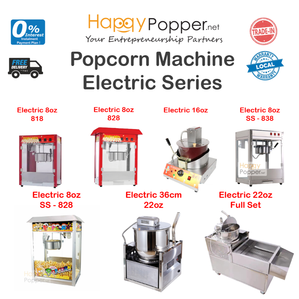 HAPPYPOPPER Commercial Electric Mesin Table Top pop corn Popcorn ...