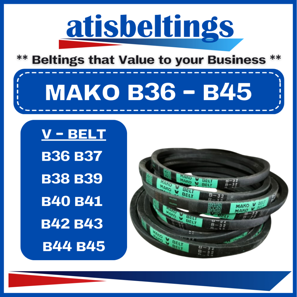 MAKO B36 B37 B38 B39 B40 B41 B42 B43 B44 B45 Standard V-Belt 100% ...
