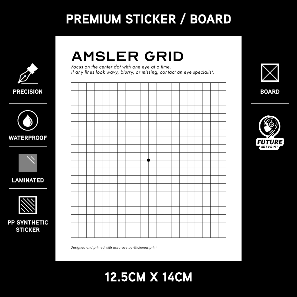 Amsler Grid Eye Test. Sticker Board Sign. AMD Age Macular Degeneration ...