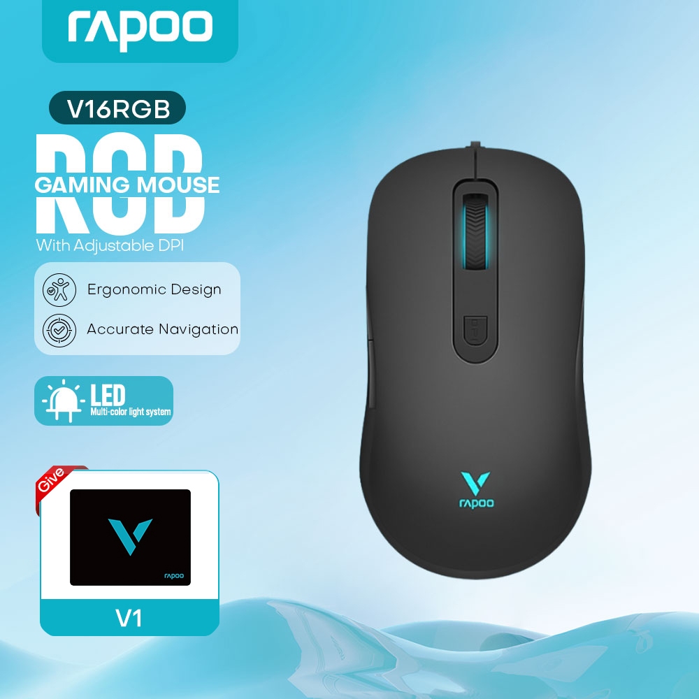 Rapoo V16 Wired Optical Gaming Mouse - Black | Shopee Malaysia