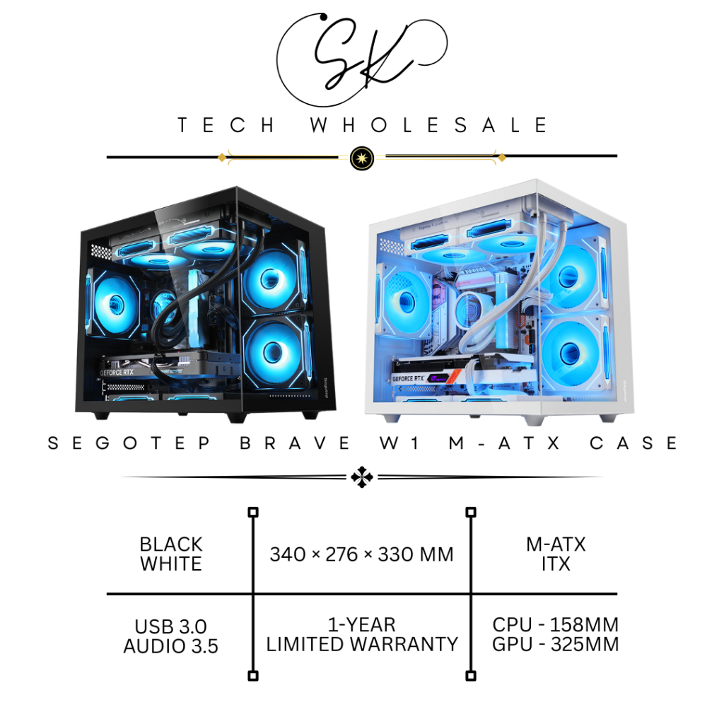 [SK TECH] SEGOTEP BRAVE W1 M-ATX ARGB SFF AQUARIUM GAMING PC CASE ...