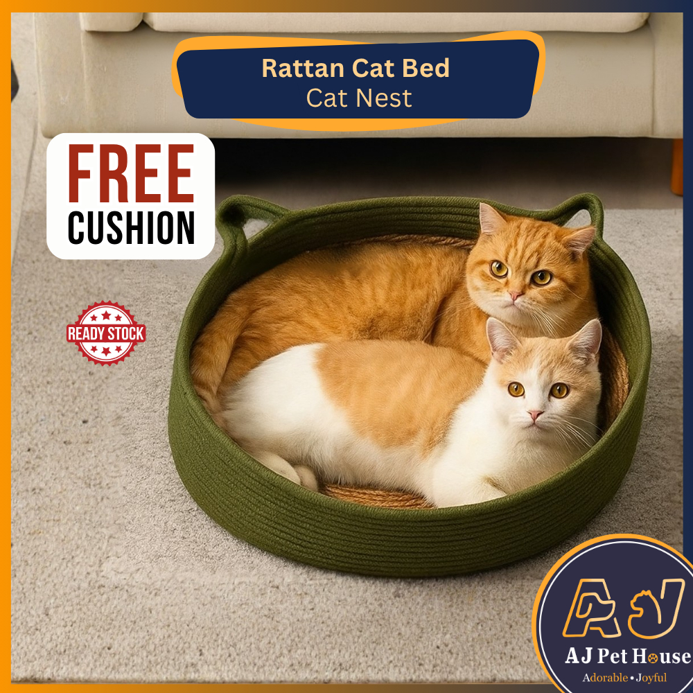 AJPET Large Rattan Cat Bed Cat Nest Bed Pet Dog Sleeping Bed Cat Basket ...