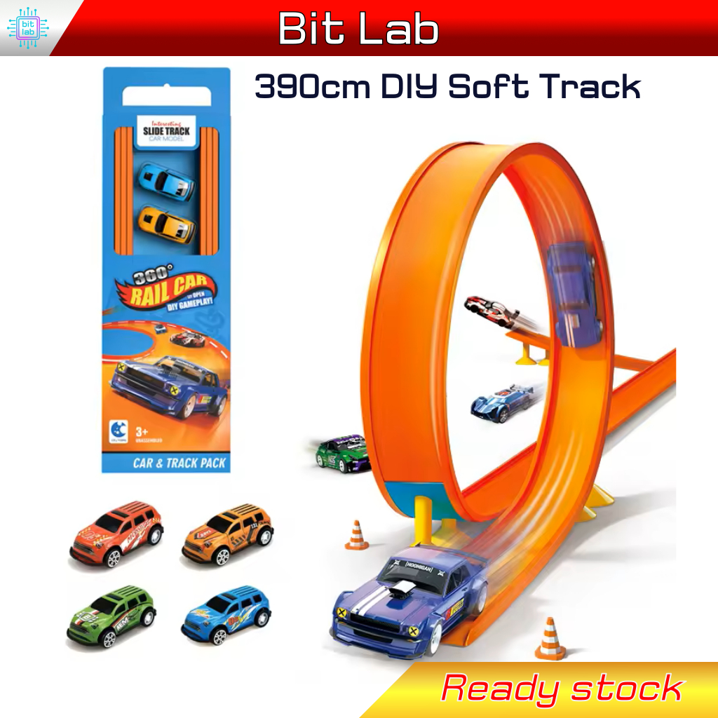 390cm DIY Soft Racing Track with High-Speed Pull-Back Car – 360° Loop ...