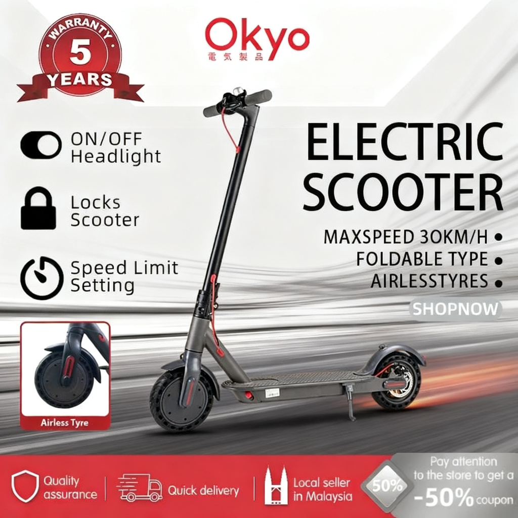 Scooter Electric Skuter Elektrik Foldable & Adjustable Scooter Outdoor ...