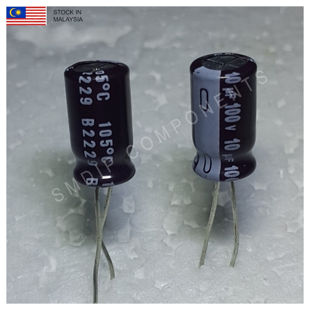 5PCS Japanese-Grade 10uF 100V 105°C, Radial Capacitor, 6mm x 12mm ...
