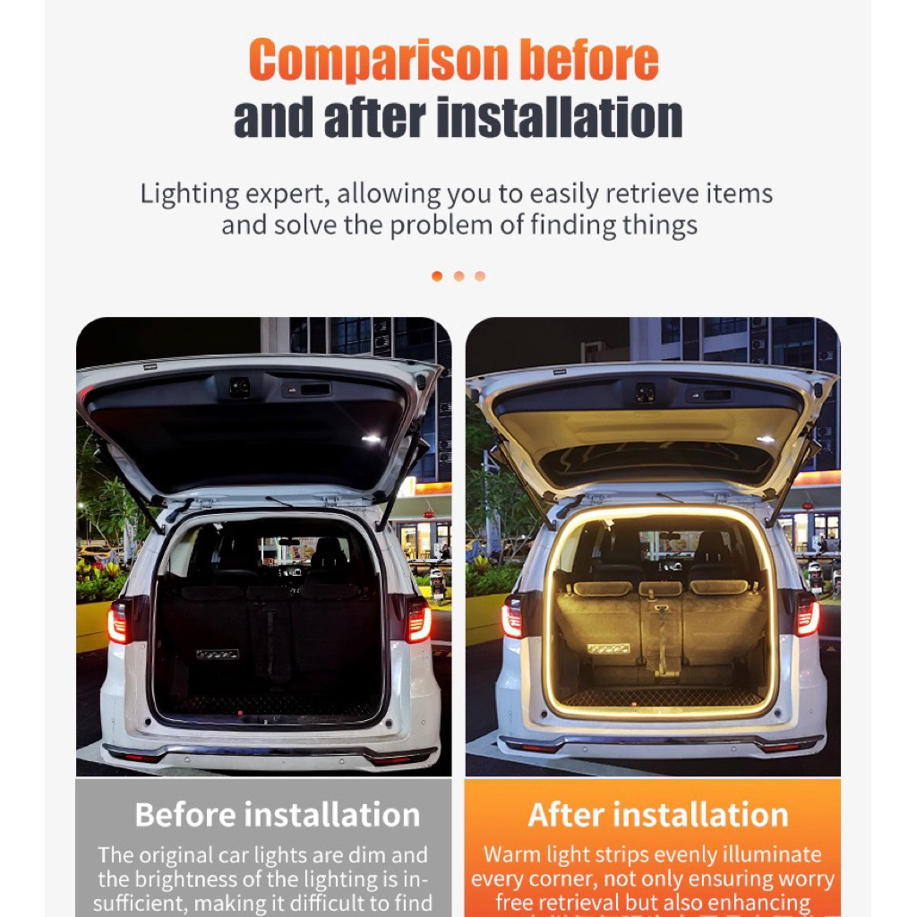 Car Trunk Lighting Ambient Light Interior Decoration Led Wiring Free ...