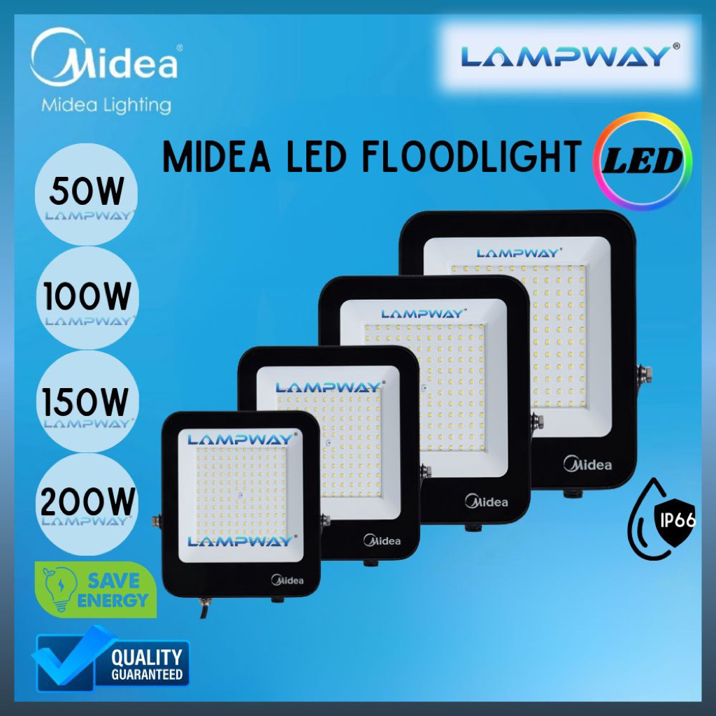Midea LED Flood Light Outdoor IP66 50w100w 150w 200wDaylight 6500K ...