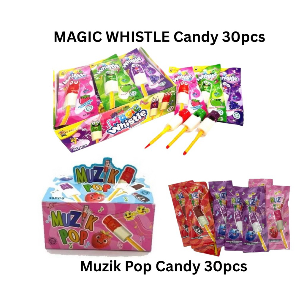 QeQe Muzik Pop Candy 30pcs Magic Whistle Lollipop 30pcs | Shopee Malaysia