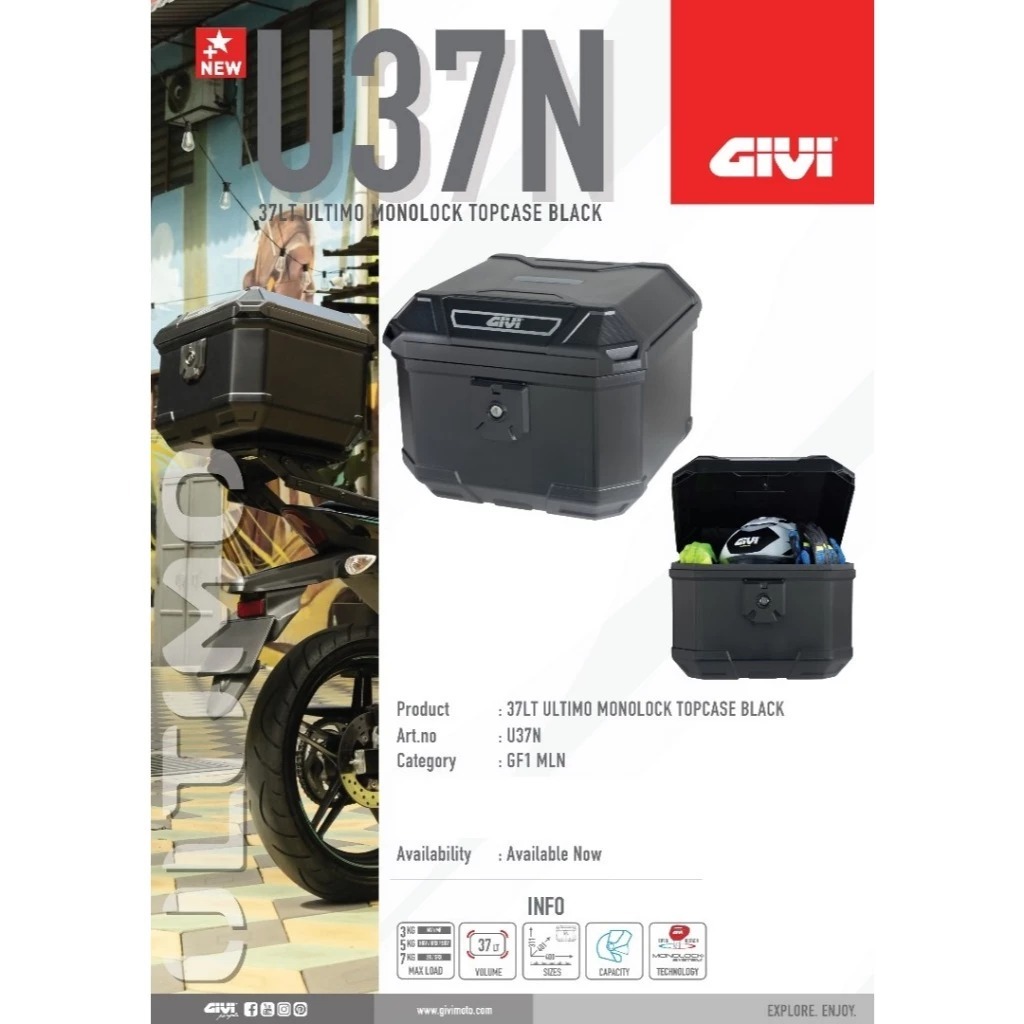 GIVI BOX ULTIMO 37L NEW 2025 BOX GIVI ULTIMO 37L TOP BOX GIVI 37L ...