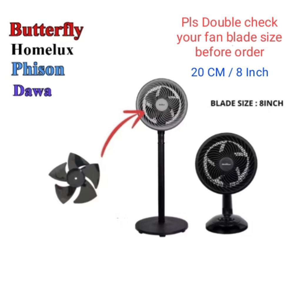 Butterfly Homelux Phison Dawa Circular turbo Fan Blade 8 Inch 8' Bilah ...