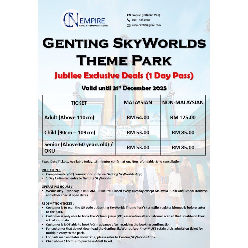 PROMO SKYWORLD GENTING THEME PARK TILL 31 DECEMBER 2025 | Shopee Malaysia