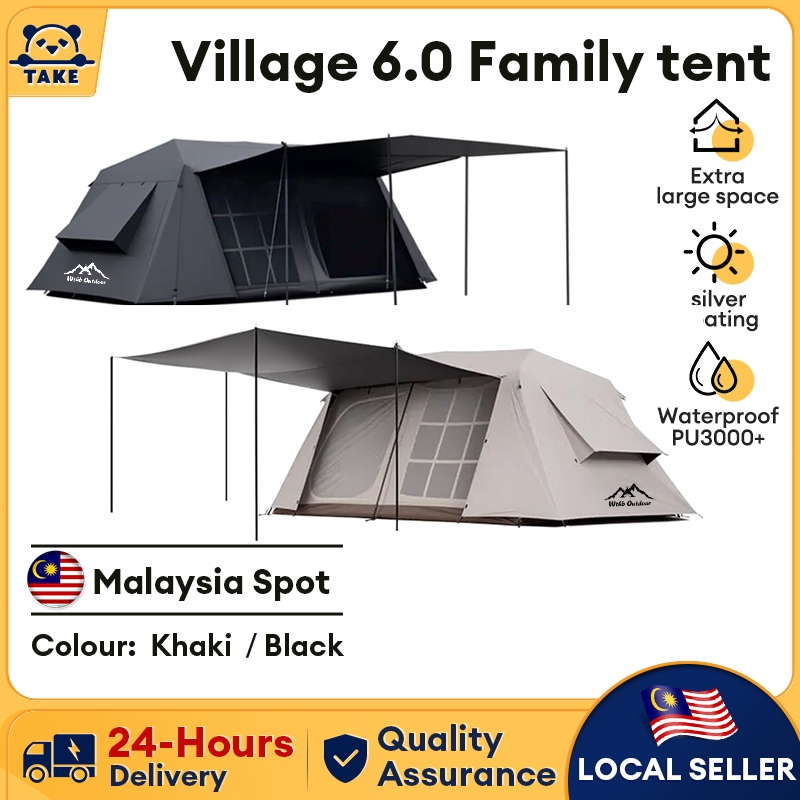 WTHB Family Luxury Camping Cabin Waterproof Khemah Camping Tent 4 to 6 ...