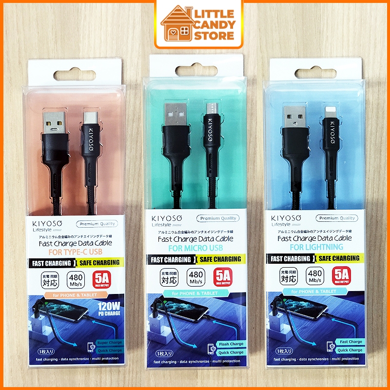 KIYOSO® 5A Nylon Braided High Speeds Fast Charging Original USB Data ...