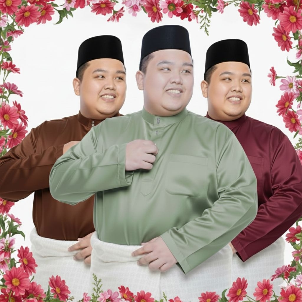 Plus Size Baju Malayu Set Lelaki Dewasa Slim Fit Good Quality Warna ...