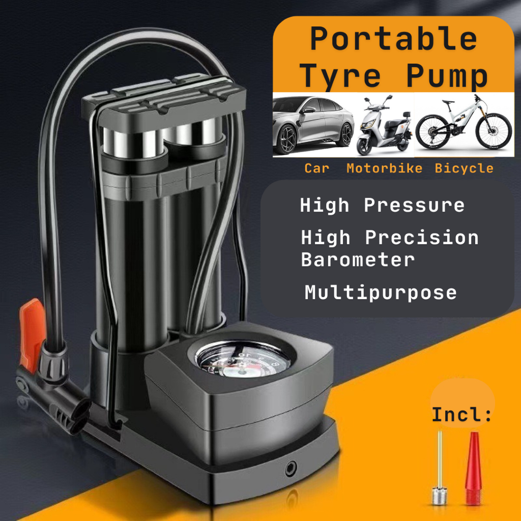 Portable Car Air Foot Pump Motorbike Bicycle Tayar Kereta Tyre Inflator ...