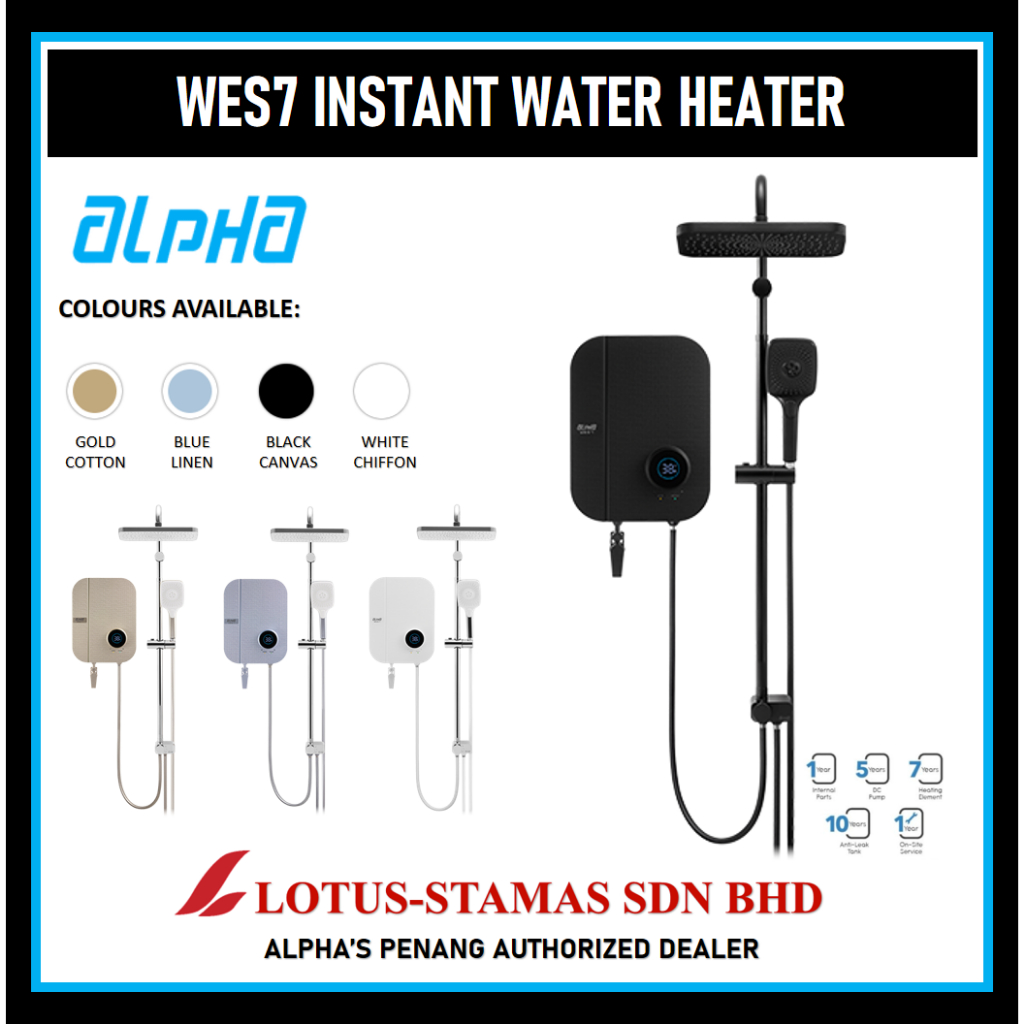 ALPHA WES7 Neon / Basic Rain shower Instant Water Heater with DC PUMP ...