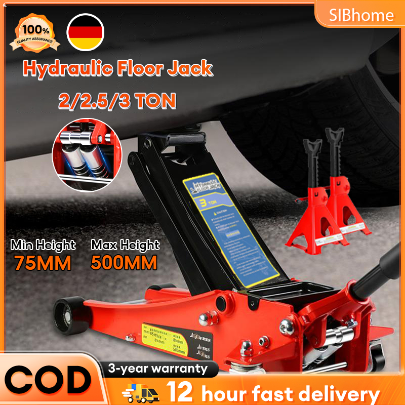 Hydraulic Floor Jack 3 Ton Low Profile Heavy Duty 75 - 500mm High ...