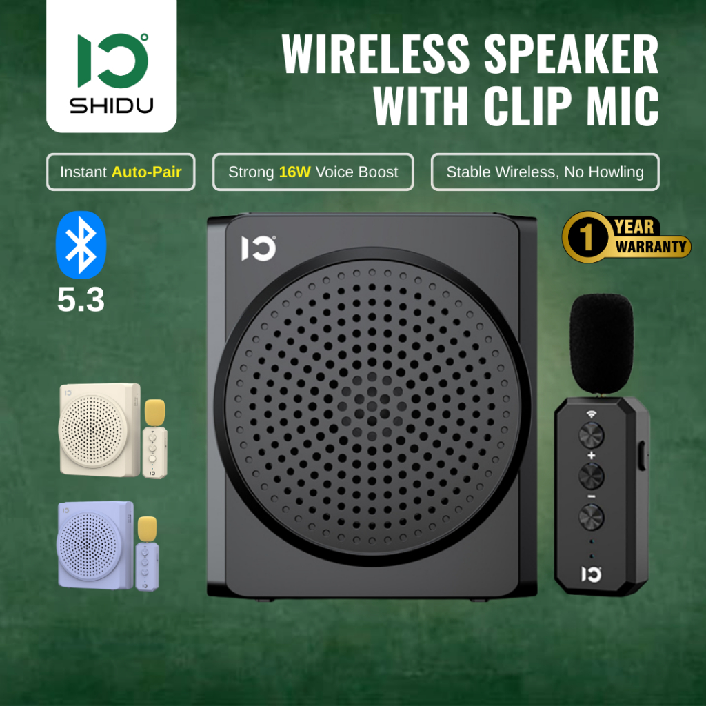 SHIDU S617 Portable Voice Amplifier 2.4G Wireless Microphone Mini ...