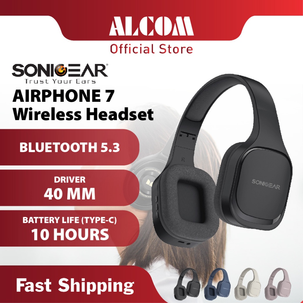 SONICGEAR AIRPHONE 7 Wireless Headphone with Bluetooth 5.3, 40mm ...