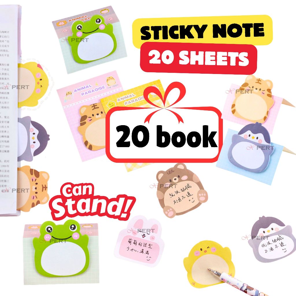 20 book🎁Cute Memo Pad Sticky Notes noted reminder Sticker Student ...