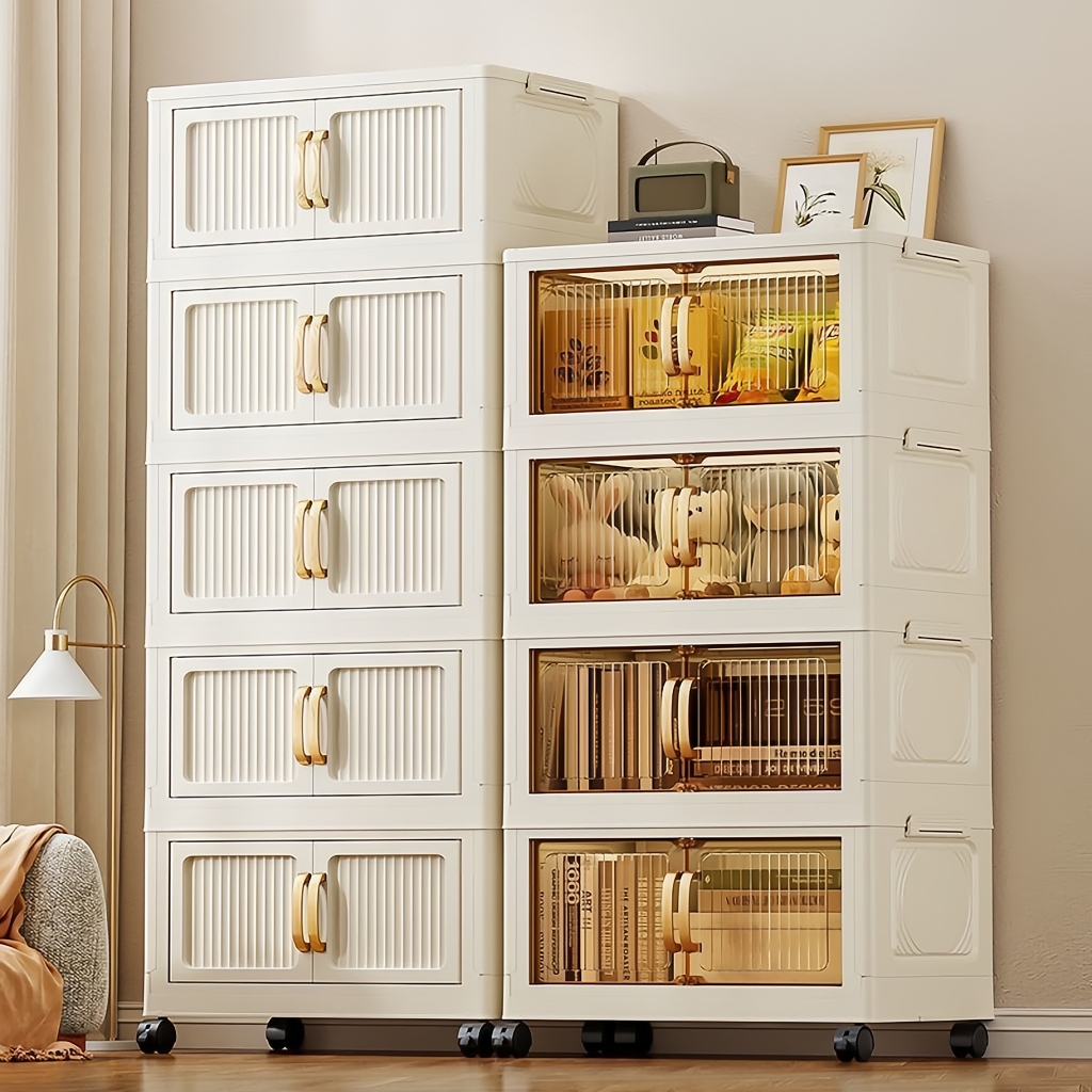 Foldable Storage Cabinet 5 Layers Box with Silent Wheels Collapsible ...