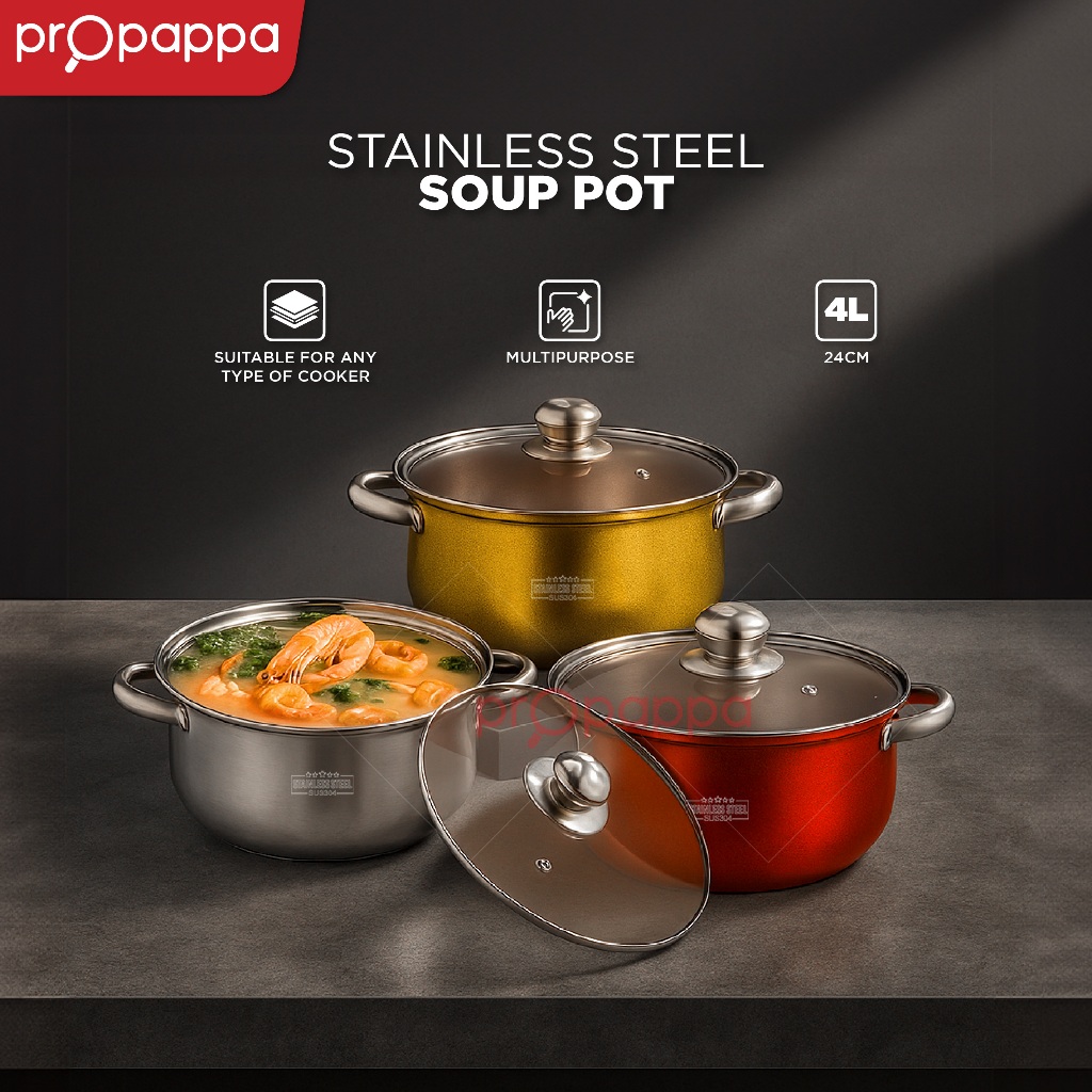 Propappa - 24cm Stainless Steel Soup Pot | 24cm Periuk Sup Keluli Tahan ...