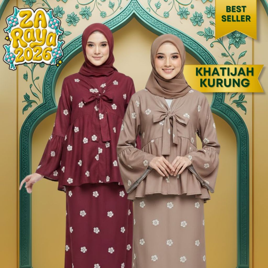 ZOE ARISAH Khatijah Baju Kurung Peplum Floral Moden Stylish Bunga Corak ...
