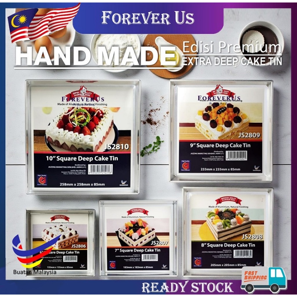 Aluminium Extra Deep Square Cake Mold / HAND MADE (Deep 8.5CM) - 5 ,6 ...