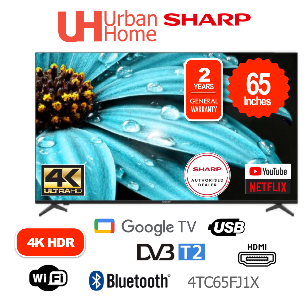 Sharp 4K UHD LED Google TV Smart TV Bezel Less Design ( 65" ) 4TC65FJ1X ...