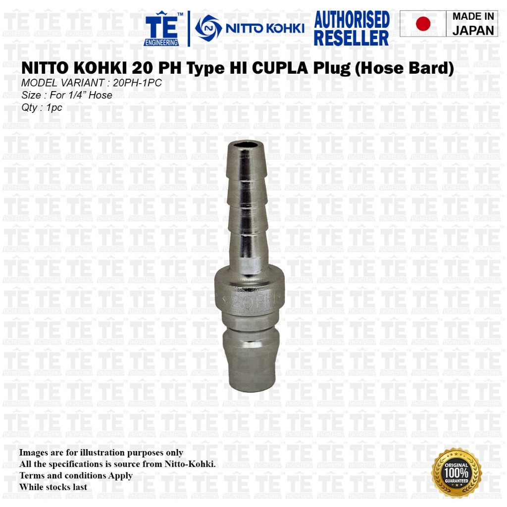 NITTO KOHKI HI CUPLA 20 PH Type Pneumatic Air Quick Coupler Plug ( 20PH ...