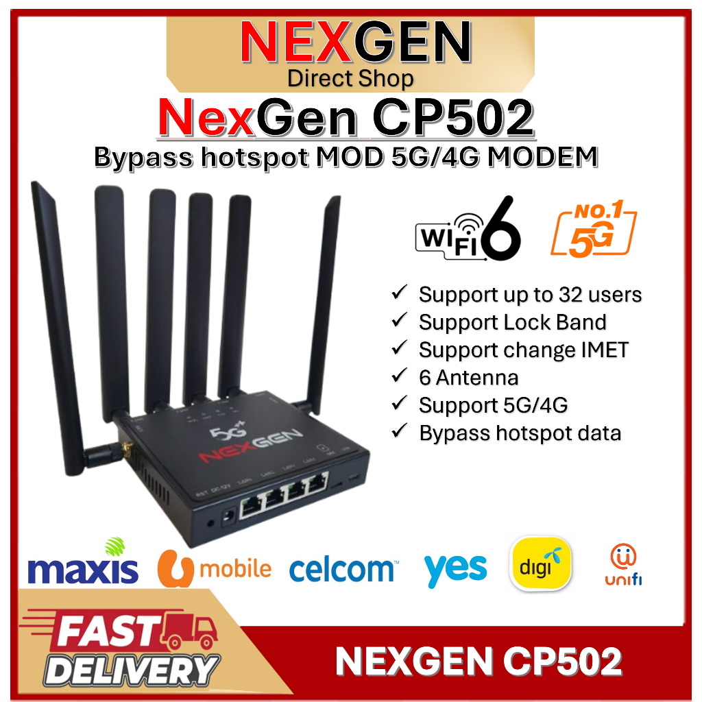 NEXGEN CP502 5G MOD MODEM ROUTER UNLIMITED BYPASS HOTSPOT MODEM SUPPORT ...