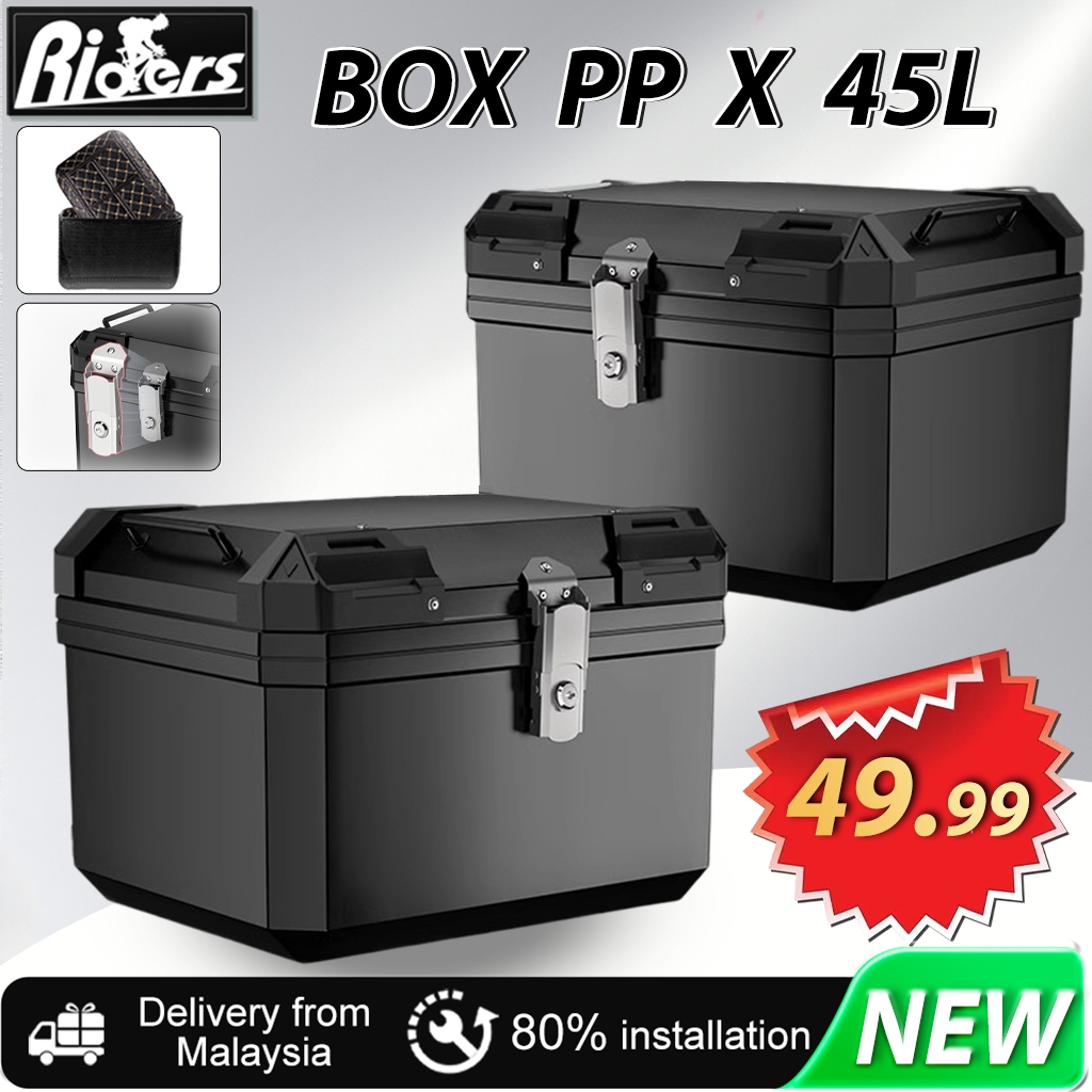 45L Motorcycle Tail Box Top Case Lockable Luggage Helmet Storage Rear ...