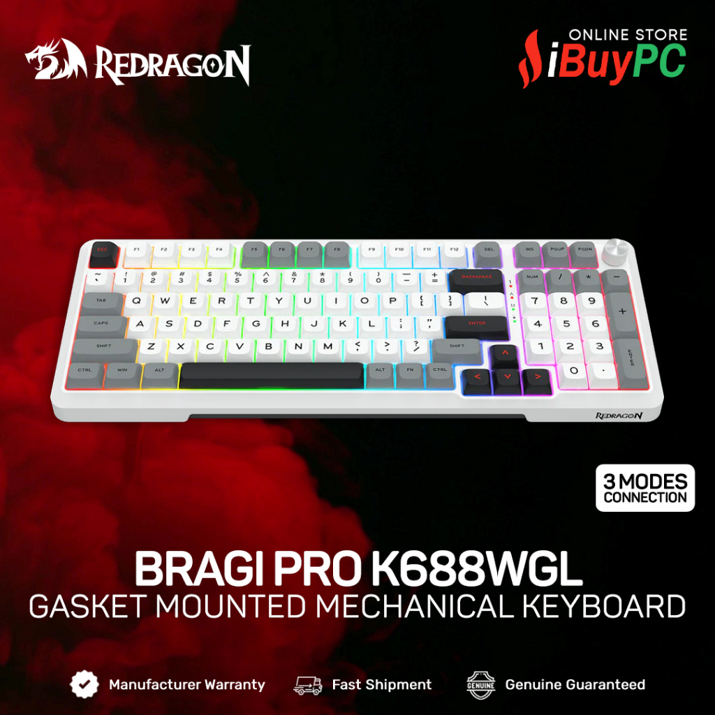 Redragon K688 Bragi Pro Wireless Gasket Mount Mechanical Keyboard ...