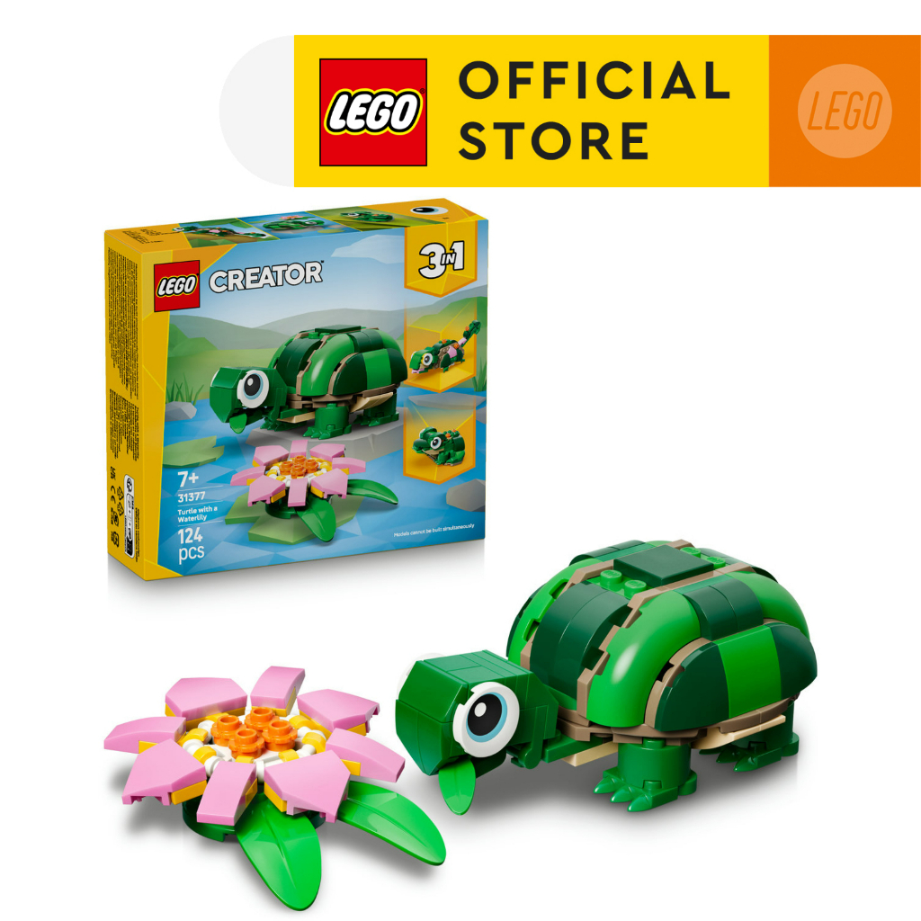 LEGO Creator 3 in 1 31377 Turtle with a Water Lily Flower (124 Pieces ...