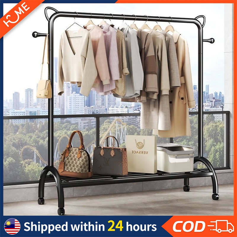 Strong Steel Clothes Rack Floor Standing Clothes Drying Storage Rack ...