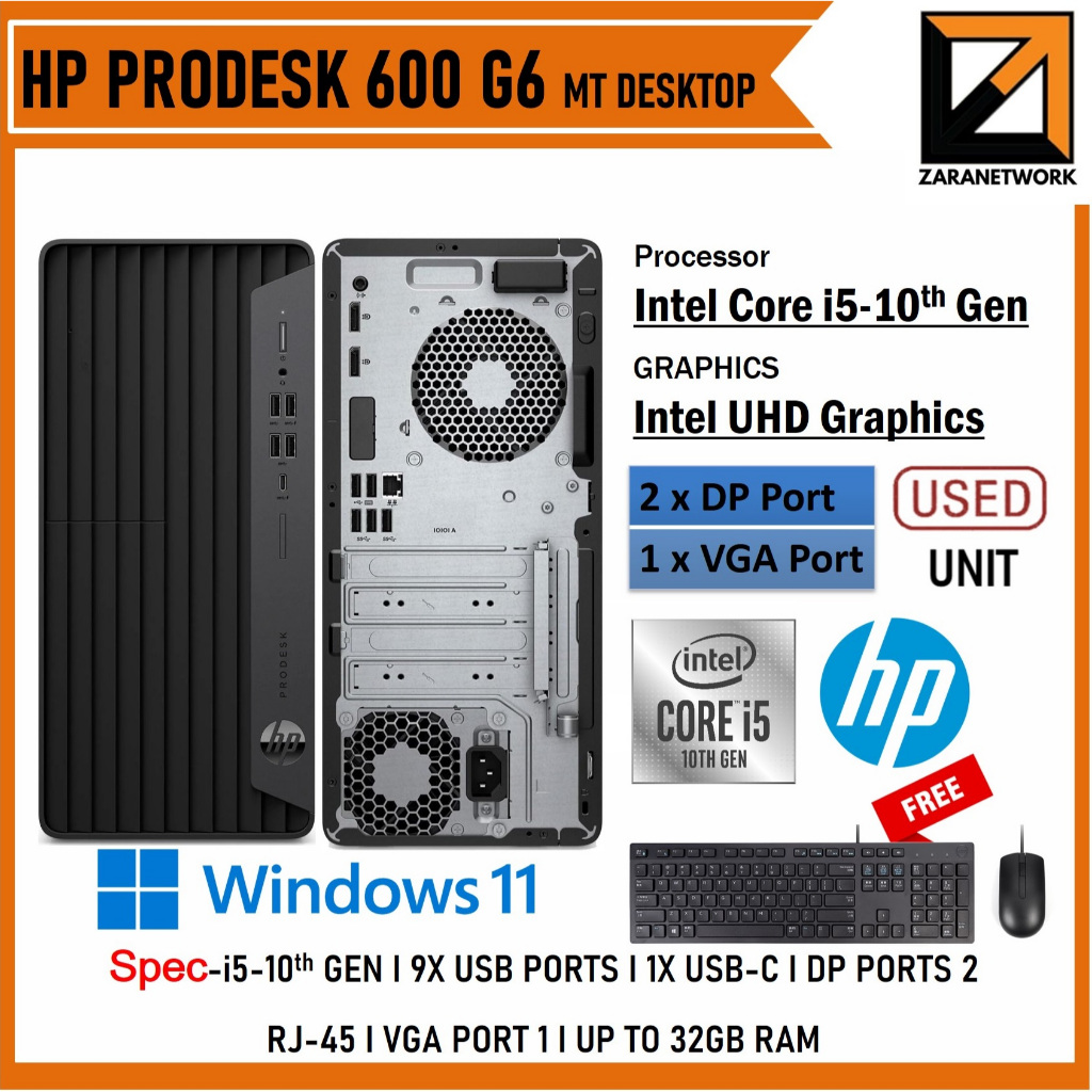 HP ProDesk 600 G6 MT Business DESKTOP SET CPU Core i5 (10TH GEN) UP TO ...