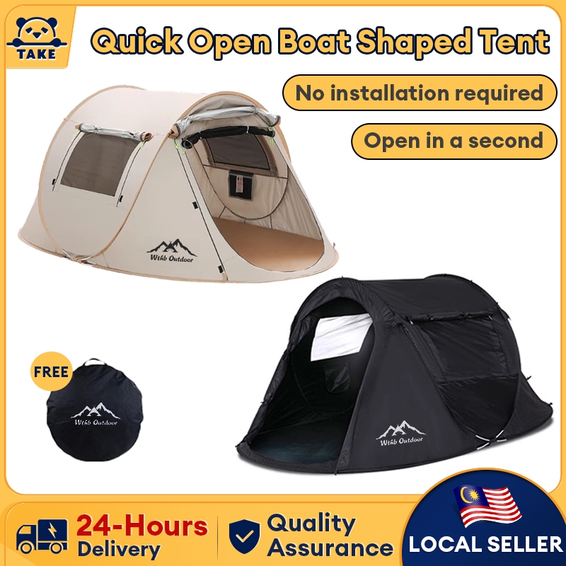 WTHB Khemah Lipat 3-4 Person Khemah Camping Tent Foldable Pop Up Auto ...