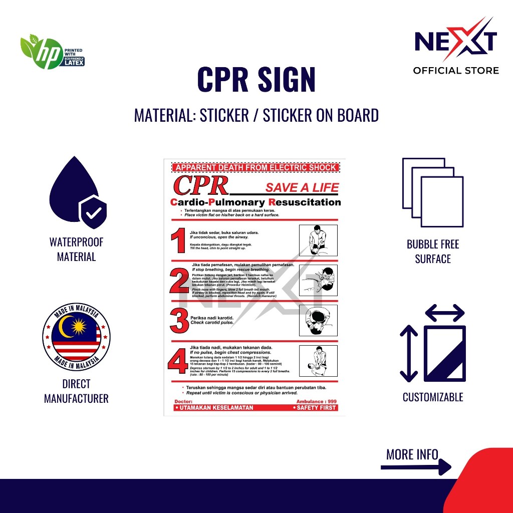 CPR Electric Shock Chart Sign | Sticker on Board | Shopee Malaysia