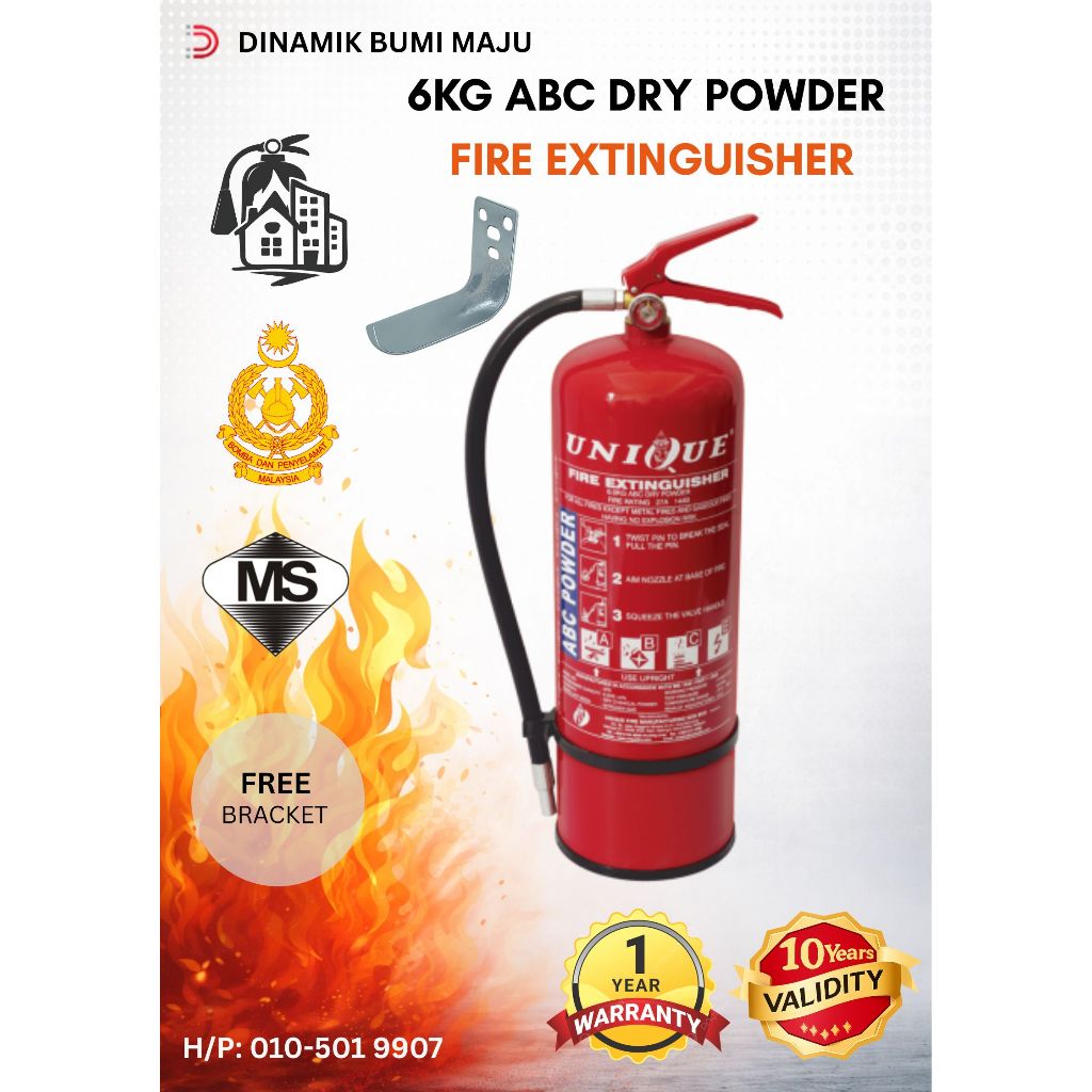6kg ABC Dry Powder Fire Extinguisher | Home Safety Use | Unique Fire ...